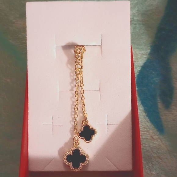 Jewelry | Necklace Double Clover With Cz 18 Ct Overlay | Poshmark